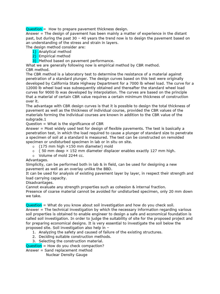 Pavement Thickness Design and CBR Method | PDF | Concrete | Strength Of ...