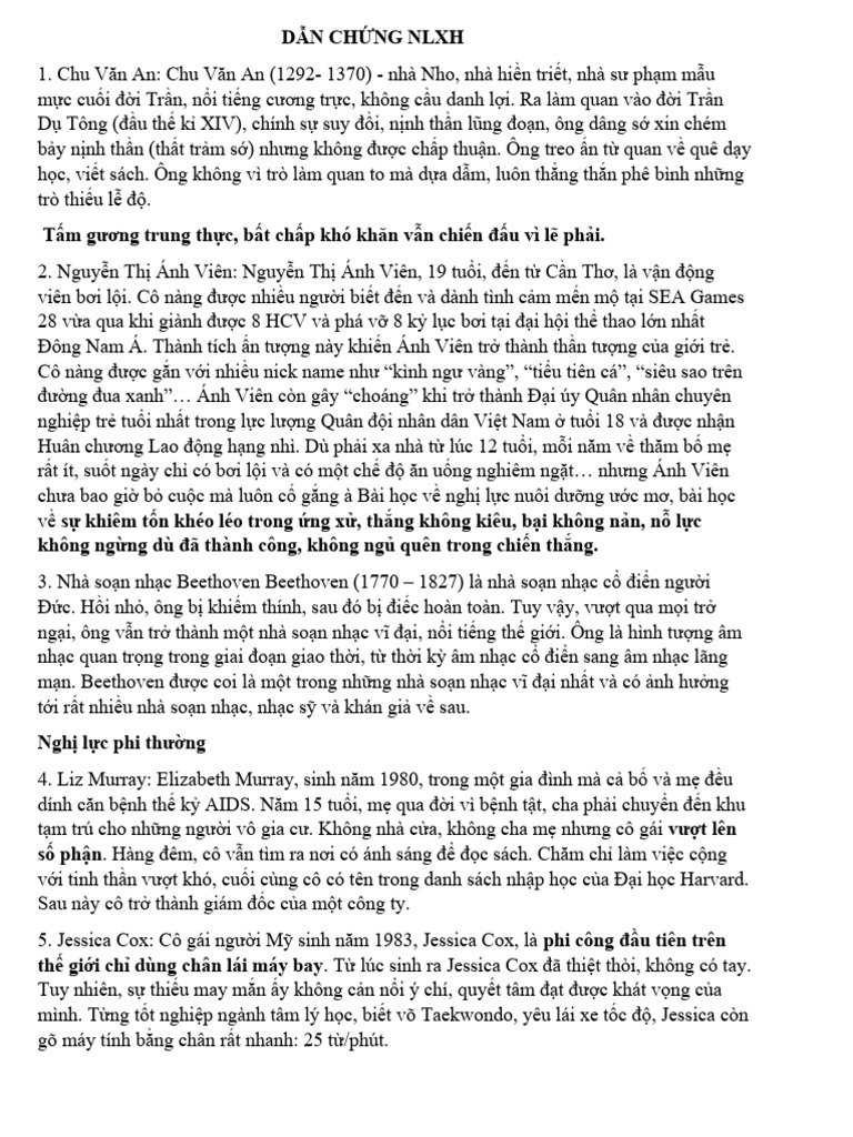 Dẫn Chứng NLXH 1 | PDF