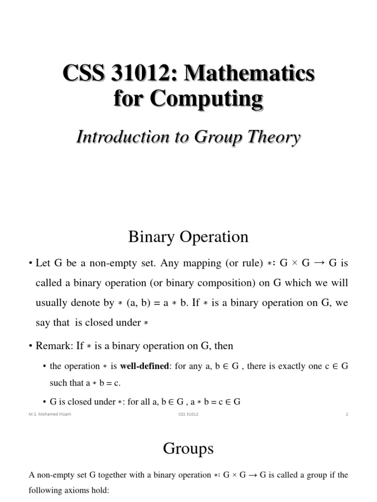 Introduction To Group Theory | PDF | Group (Mathematics) | Integer