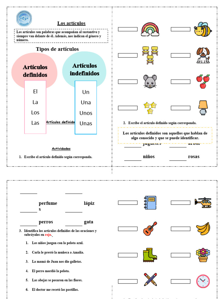 Guia Articulos Definidos e Indefinidos | PDF