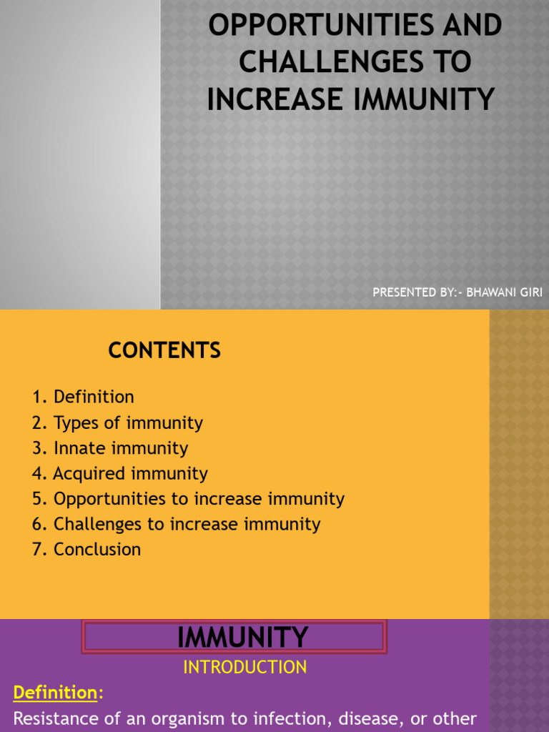 Opportunities and Challenges To Increase Immunity | PDF | Immune System ...