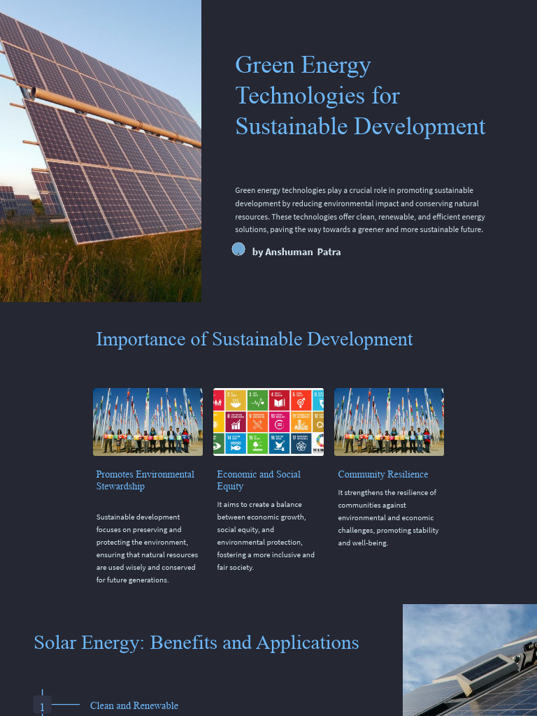 Green Energy Technologies For Sustainable Development | PDF ...