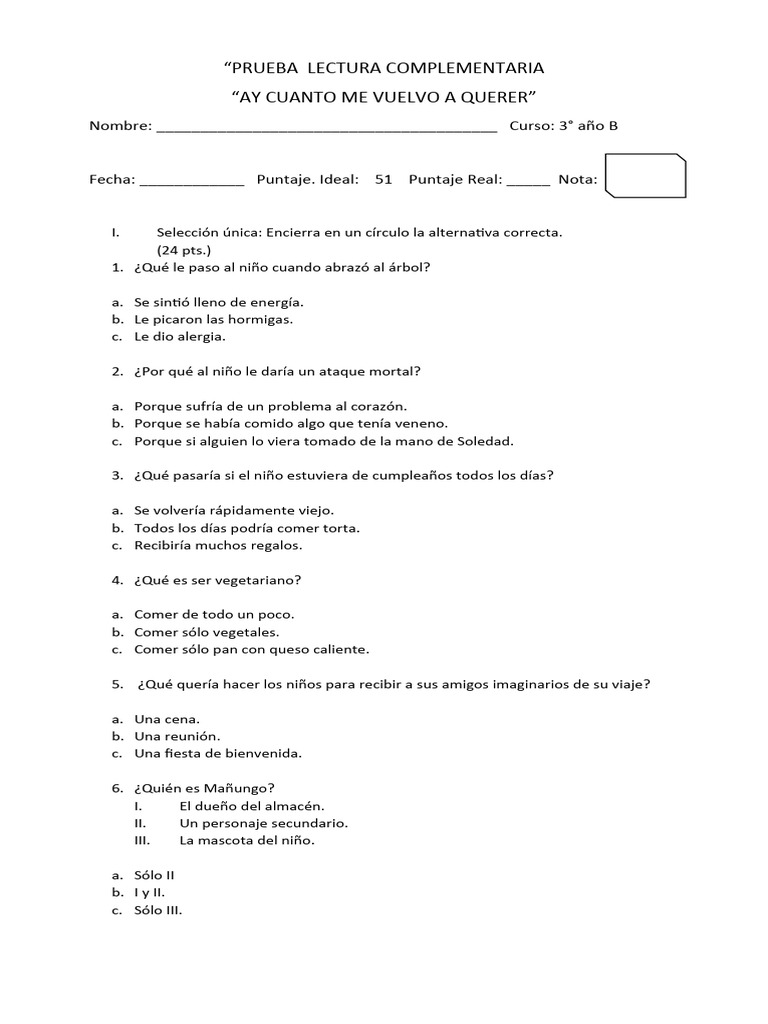 Prueba Ay Cuanto Me Vuelvo A Querer | PDF