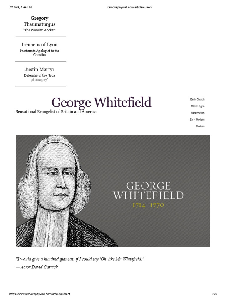 George Whitefield: Eighteenth-Century Evangelist | PDF | Protestant ...