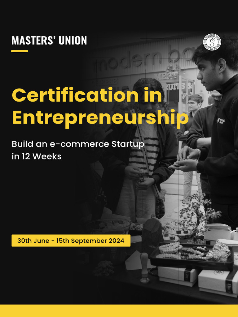 Certification in Entrepreneurship-Brochure | PDF | Entrepreneurship | E ...