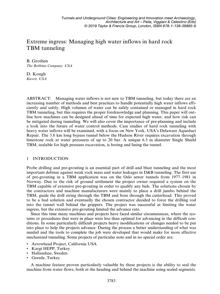 ch400 - Managing High Water Inflows | PDF | Tunnel | Drilling