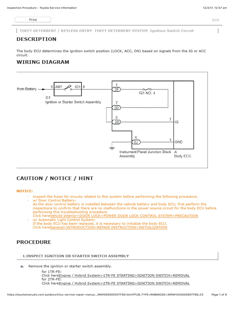 THEFT DETERRENT _ KEYLESS ENTRY THEFT DETERRENT SYSTEM Ignition Switch ...