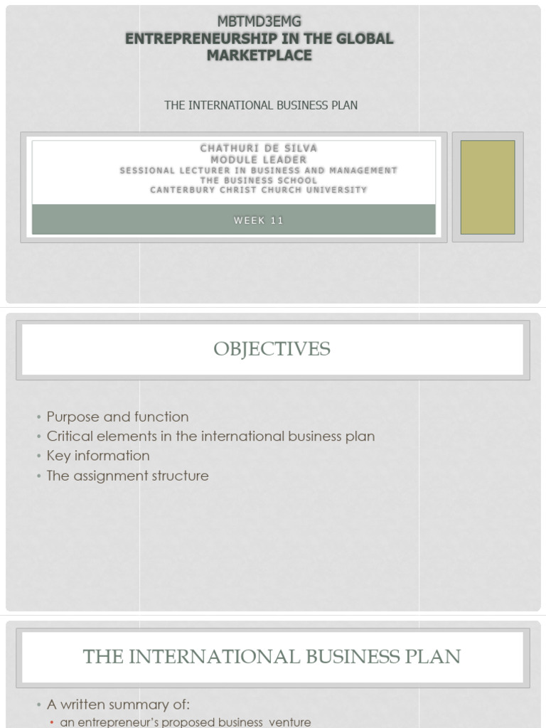 Week11 International Business Plan | PDF | Marketing | Market (Economics)