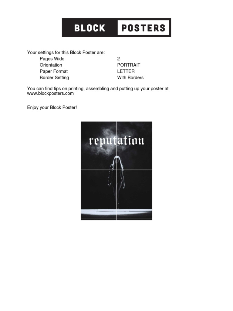 Block Poster Printing Settings Guide | PDF