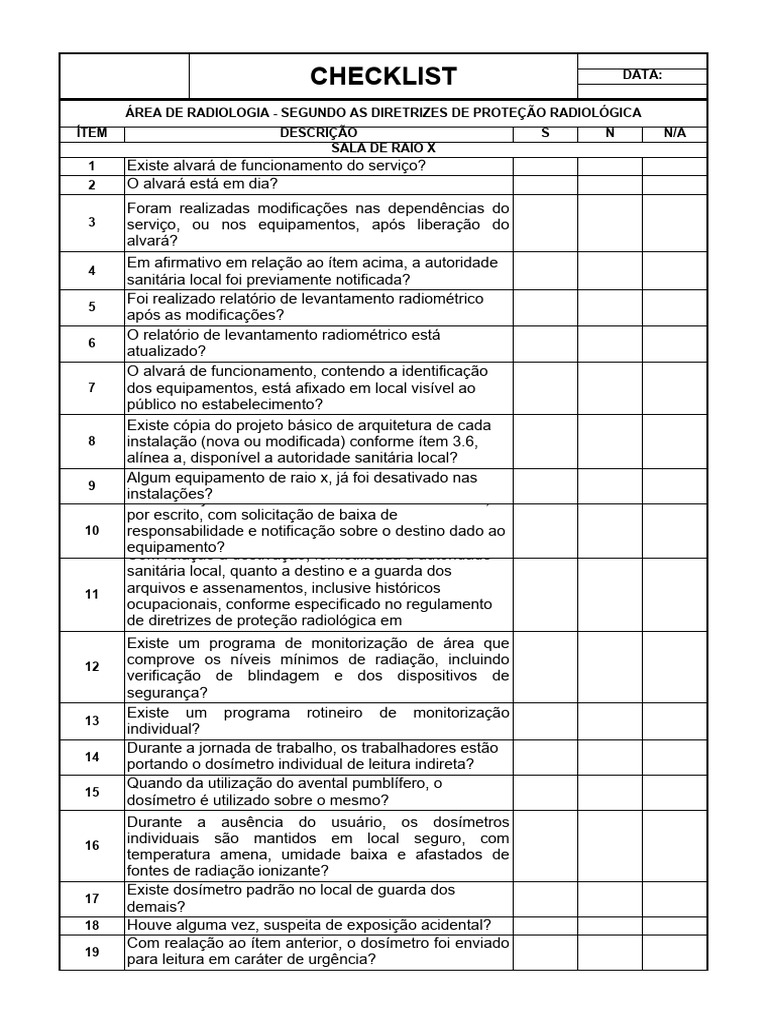 Checklist Radiologia | PDF