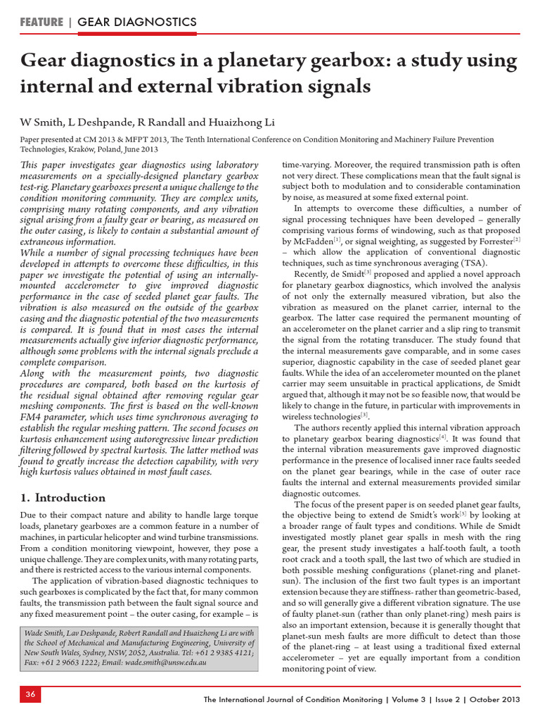 Gear Diagnostics in A Planetary Gearbox: A Study Using Internal and ...