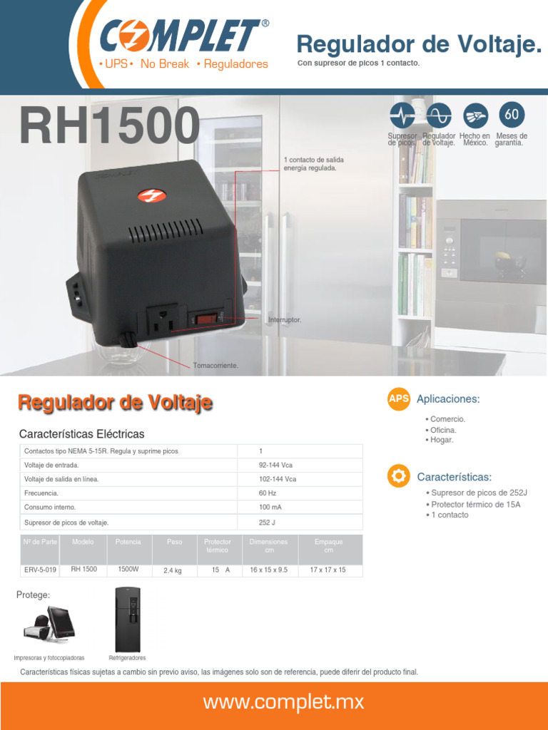 ERV-5-019 RH 1500 Regulador C Supresor COMPLET | PDF | Cantidad | Poder ...