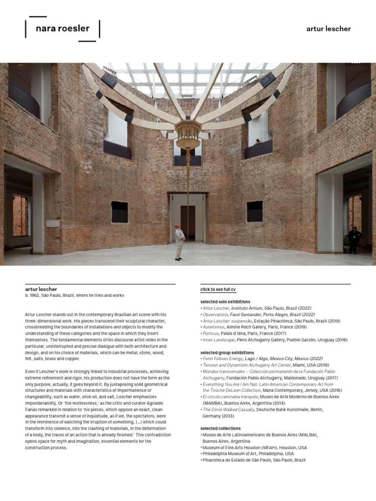 Nara Roesler Artur Lescher Portfolio en 2 | PDF | Ellipse | São Paulo