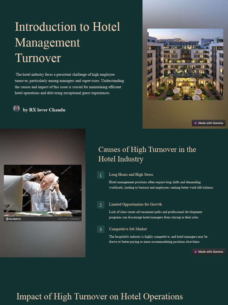 Introduction to Hotel Management Turnover | PDF | Employee Retention | Turnover (Employment)