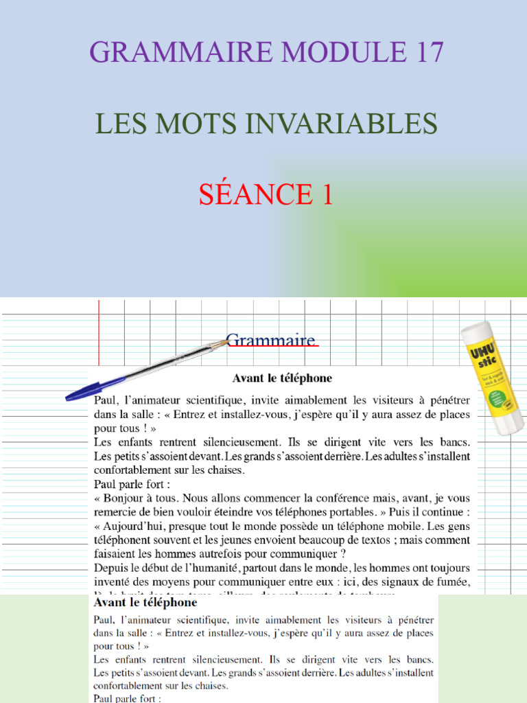 Grammaire RETZ Module 17 Les Mots Invariables | PDF | Sujet (Grammaire) | Phrase