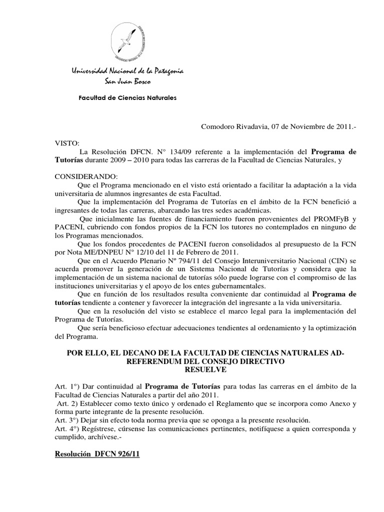 Reglamento Tutorias FCN | PDF | Maestros | Enseñando