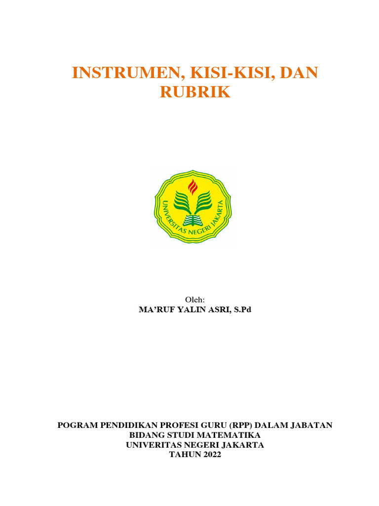 Instrumen, Rubrik, Dan Kisi-Kisi - Maruf Yalin Asri | PDF