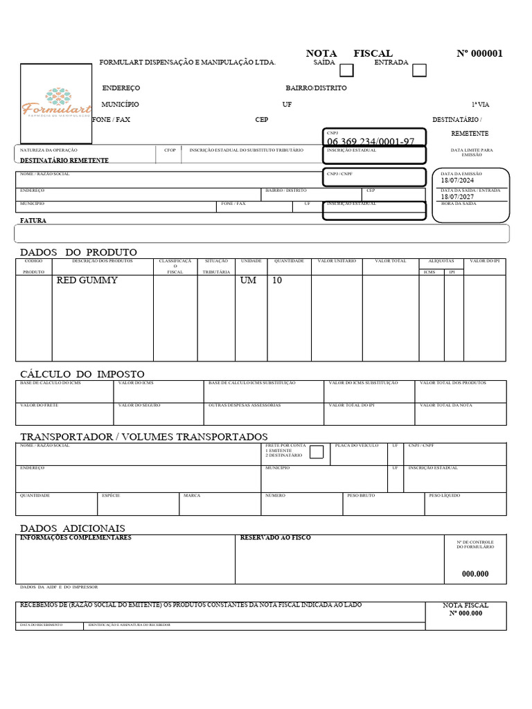 NOTA FISCAL Modelo 1 | PDF | Recibo