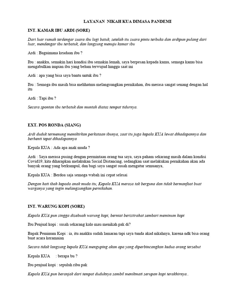 Layanan Nikah Kepala Kua Dimasa Pandemi | PDF