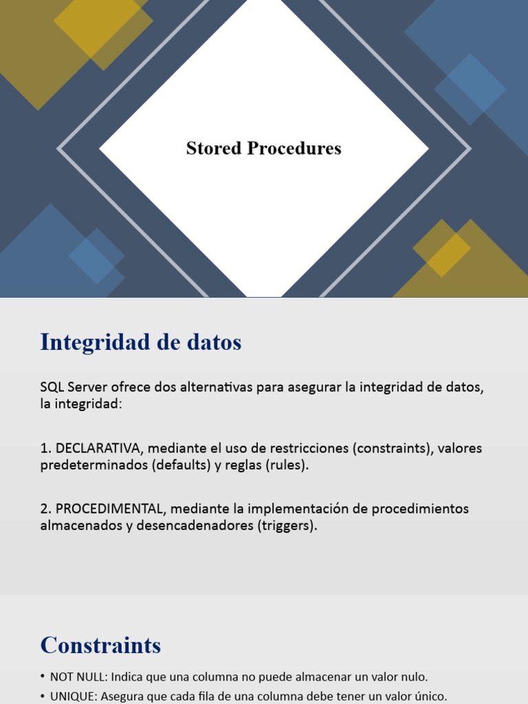 Stored Procedures SQL Server | PDF | Bases de datos | Gestión de ...