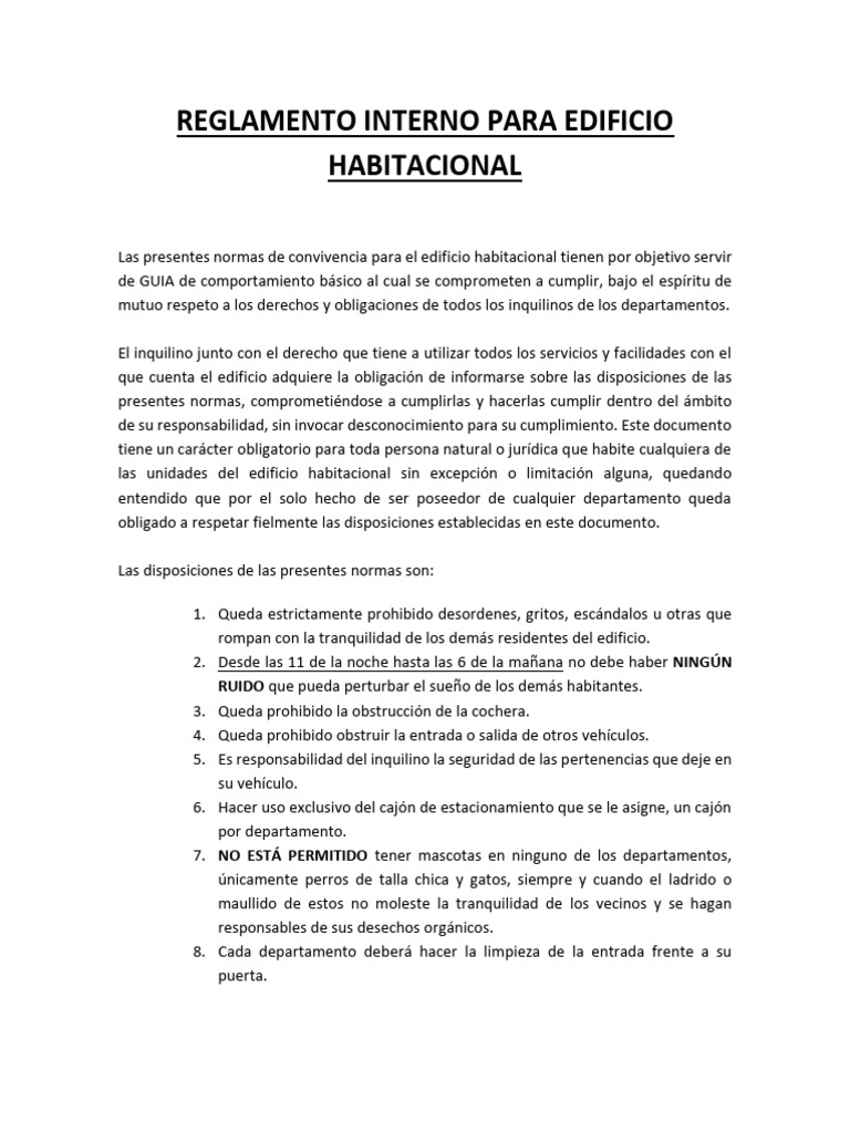 Reglamento Interno | PDF