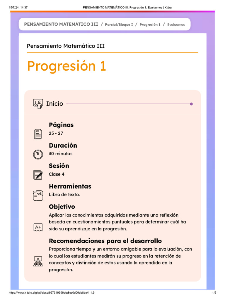 Evaluación de Progresión Matemática | PDF | Evaluación | Pensamiento
