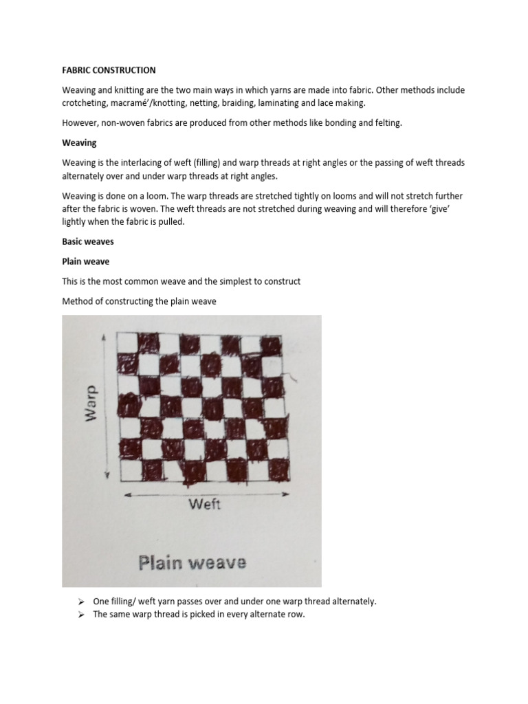 Fabric construction | PDF | Weaving | Yarn