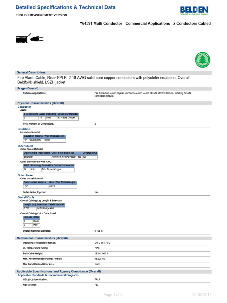 Ficha - 479921254 Belden 18awg | PDF | Electrical Conductor | Wire