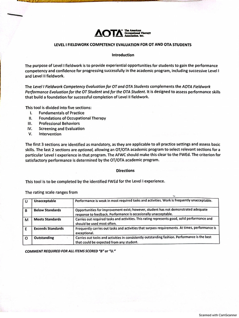 Ot Fieldwork Evaluation | PDF