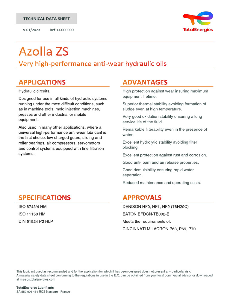 Tds Total Azolla-Zs-68 164 en | PDF | Lubricant | Building Engineering