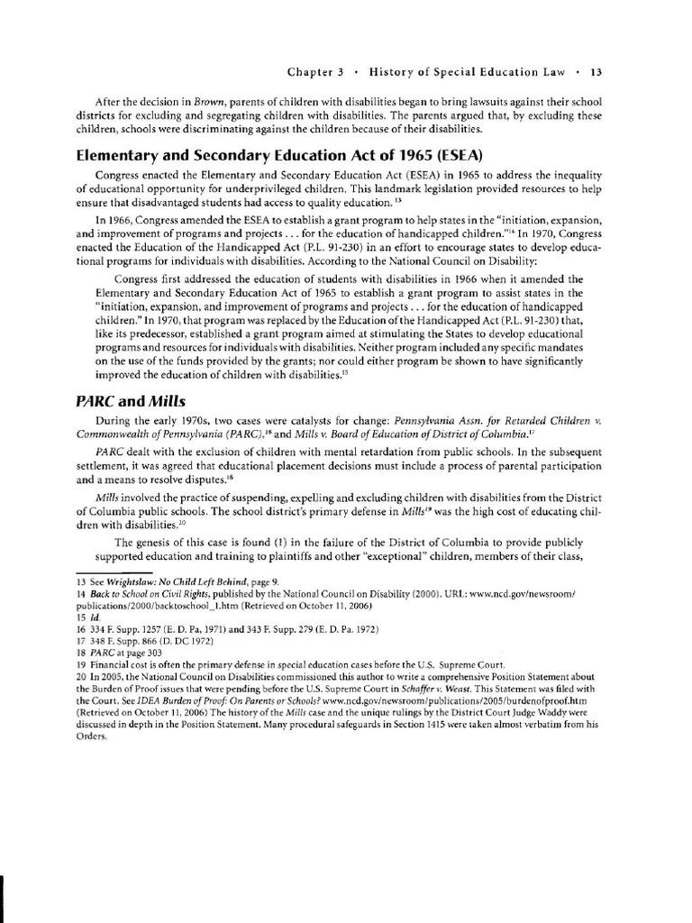 History of Special Ed Law Chapter3 | PDF | Elementary And Secondary ...
