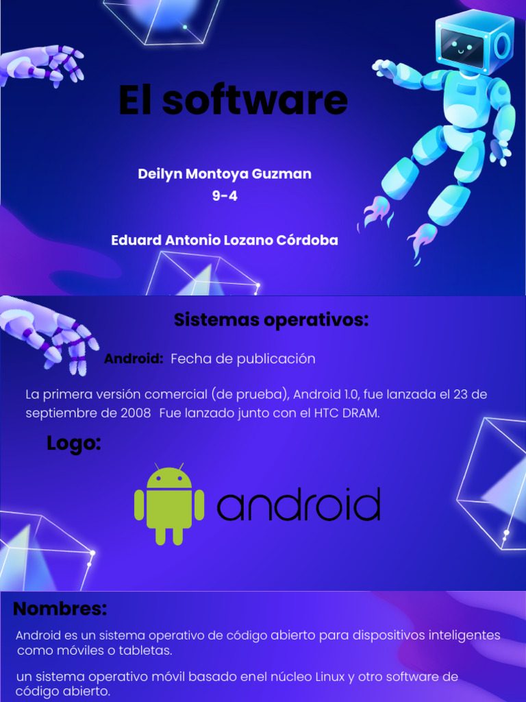 Presentacion Inteligencia Artificial Tecnologica Futurista Azul y Violeta | PDF | Android ...