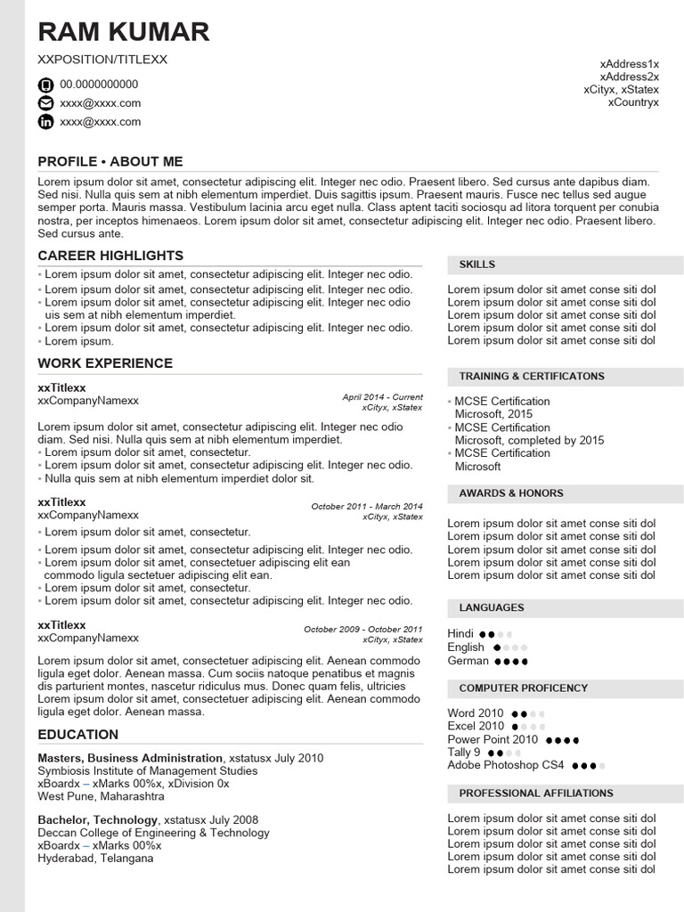 Sample Forward and Sensible Resume | PDF