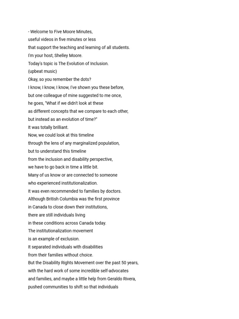 The Evolution of Inclusion - The Past and Future of Education | PDF ...