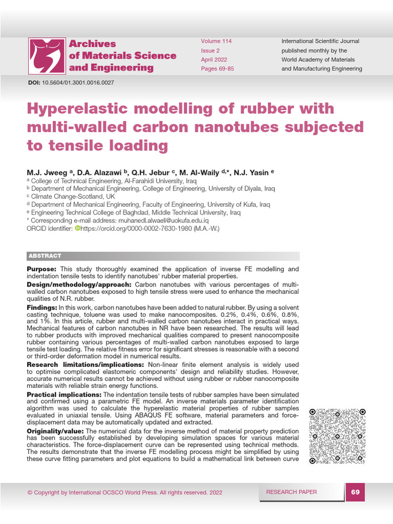 Hyperelastic Modelling of Rubber Wi | PDF | Elasticity (Physics) | Nanocomposite