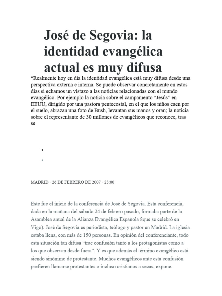 Eco - Jose Segovia - Ensayo. | PDF | Evangélico | Biblia