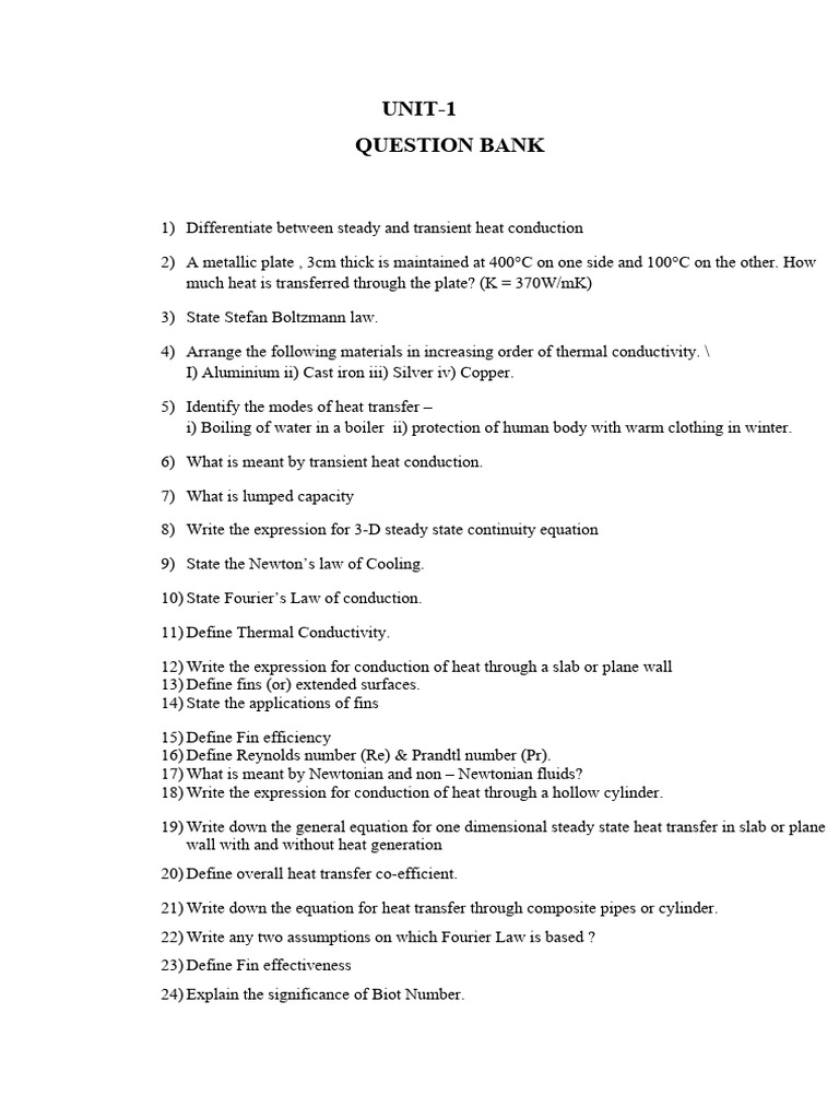 HT Question Bank Updated | PDF | Heat Transfer | Thermal Conduction