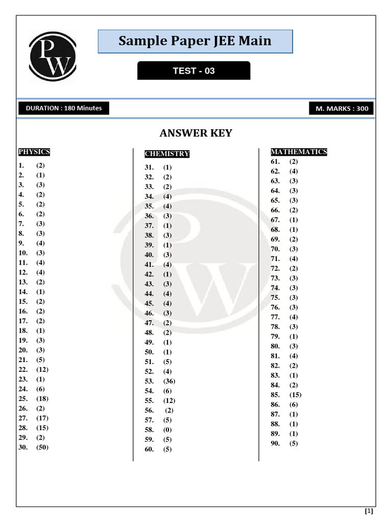 JEE Main Sample Paper Answer Key | PDF | Amine | Acid