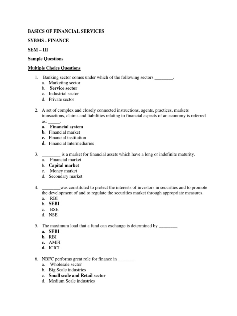 BFS - Fin-Sybms - Sem-Iii | PDF | Factoring (Finance) | Reserve Bank Of ...