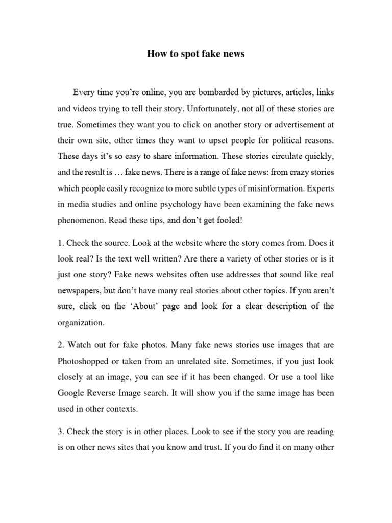 How to Spot Fake News | PDF | News | Public Sphere How to Spot Fake News | PDF | News | Public Sphere