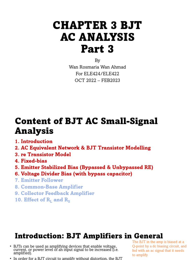 Chap 3 - Part 3 - BJT Ac Analysis - Esb & VDB | PDF | Amplifier | Bipolar Junction Transistor