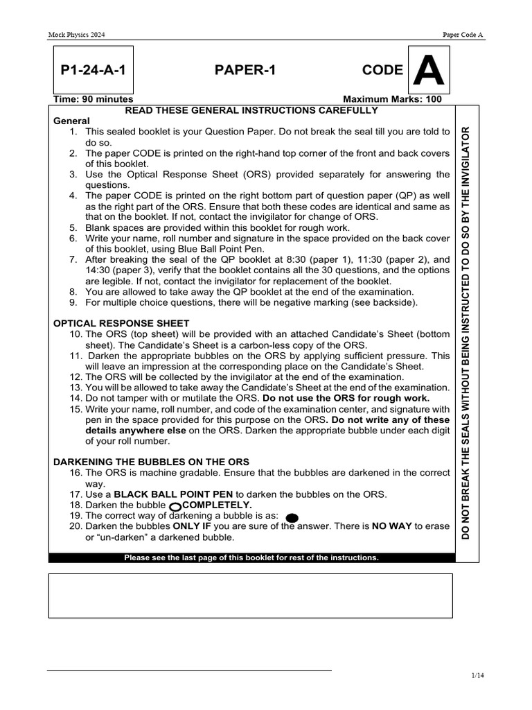P1 Mock Physics 2024 | PDF | Waves | Wavelength