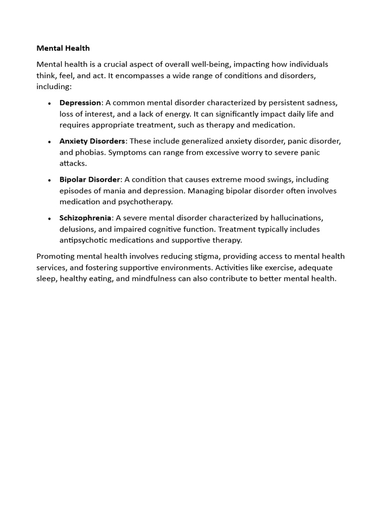 Understanding Mental Health Disorders | PDF