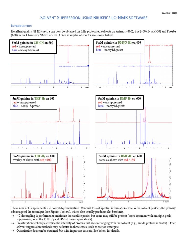 Bruker LC-NMR Solvent Suppression | Download Free PDF | Spectral Density | Parts Per Notation