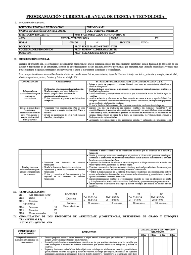 5to Programacion Anual CYT | PDF | Aprendizaje | Enseñando