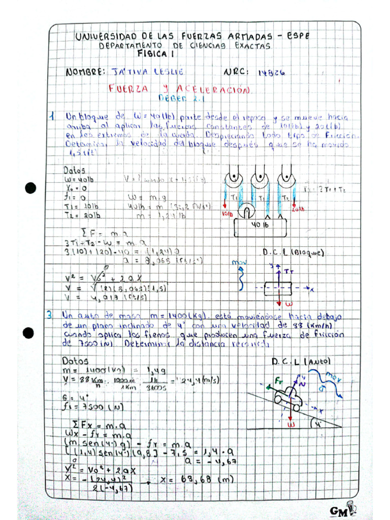 Jativa - 14826 - Deber Capitulo II Dinamica | PDF
