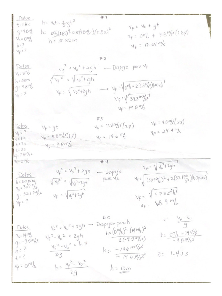Guía de caída libre | PDF