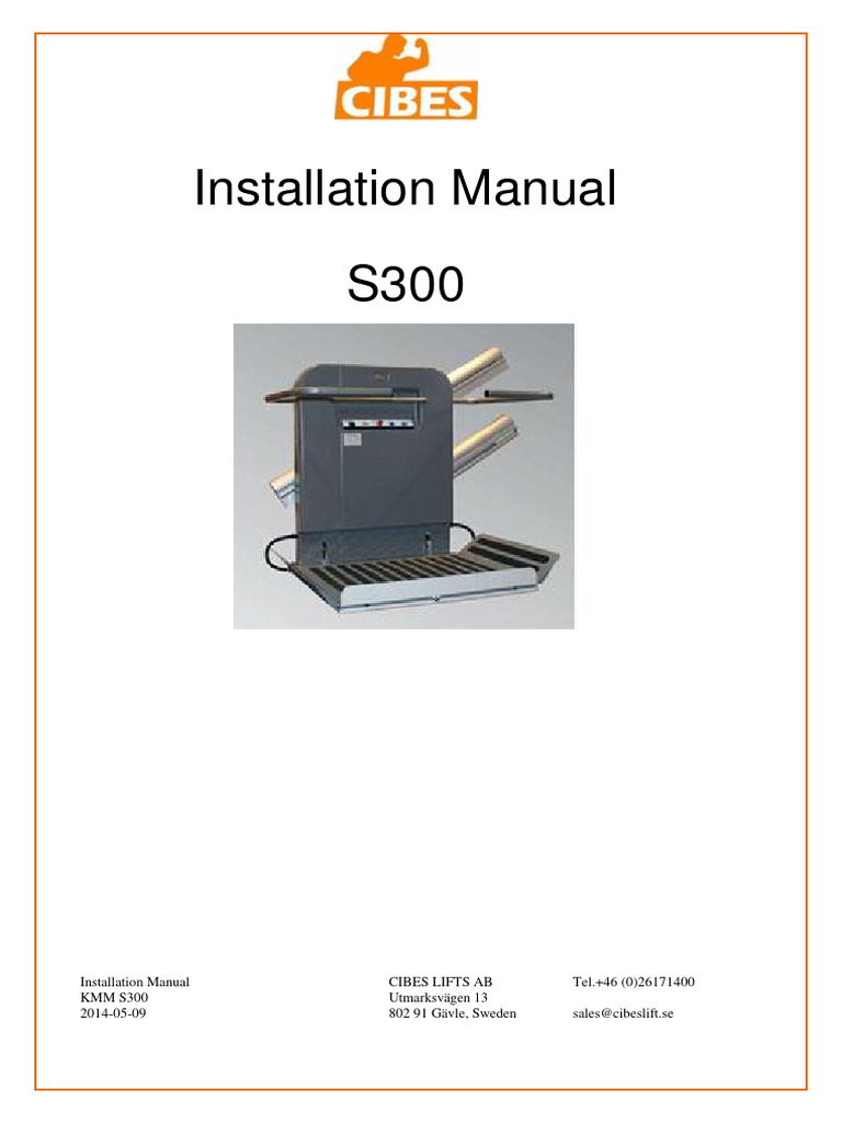 Cibes S300 Installation Manual | PDF | Elevator | Screw