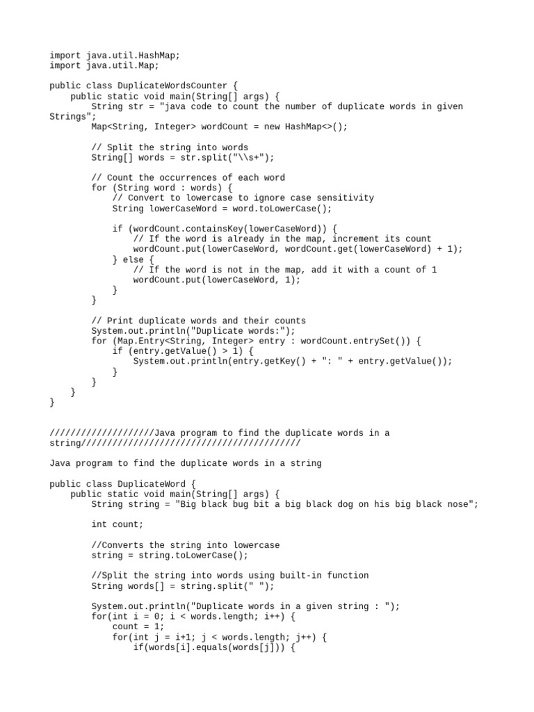 Count Duplicate Words Pdf Computer Engineering Software Development