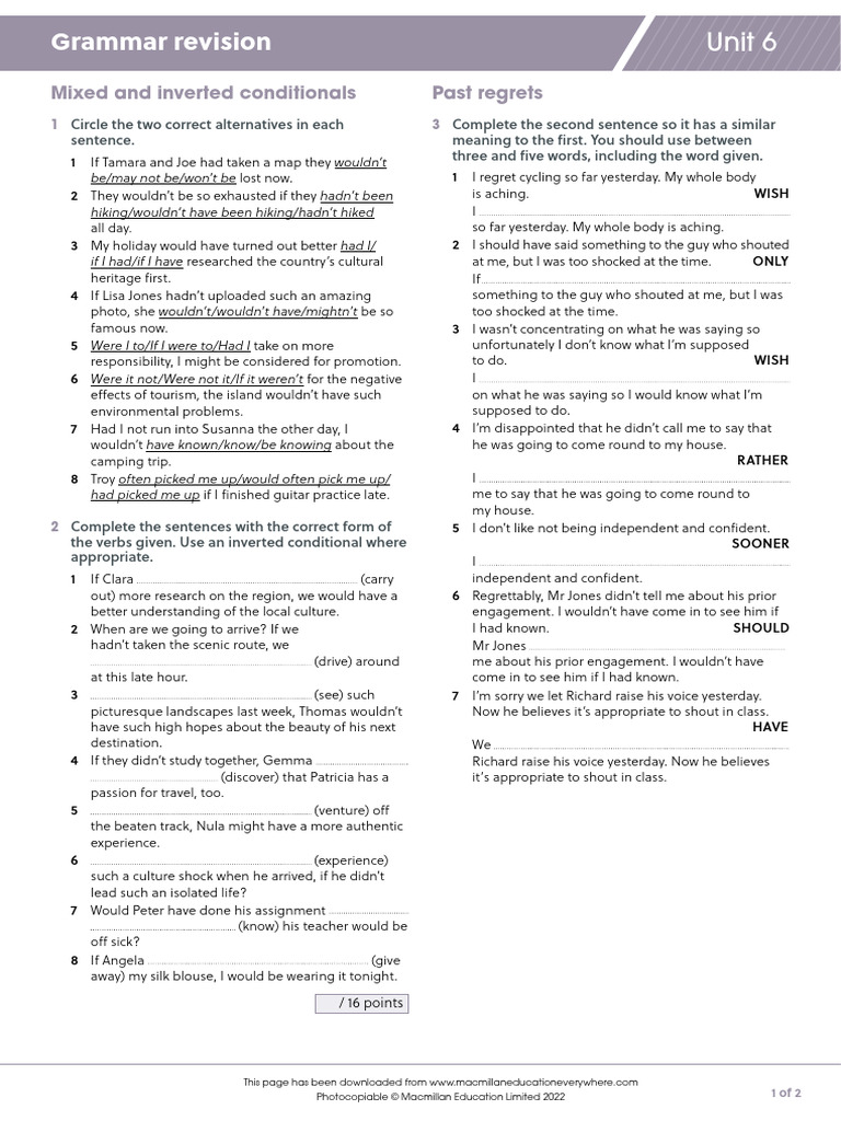 C1 - U6 - Grammar - Revision. Macmillan | PDF
